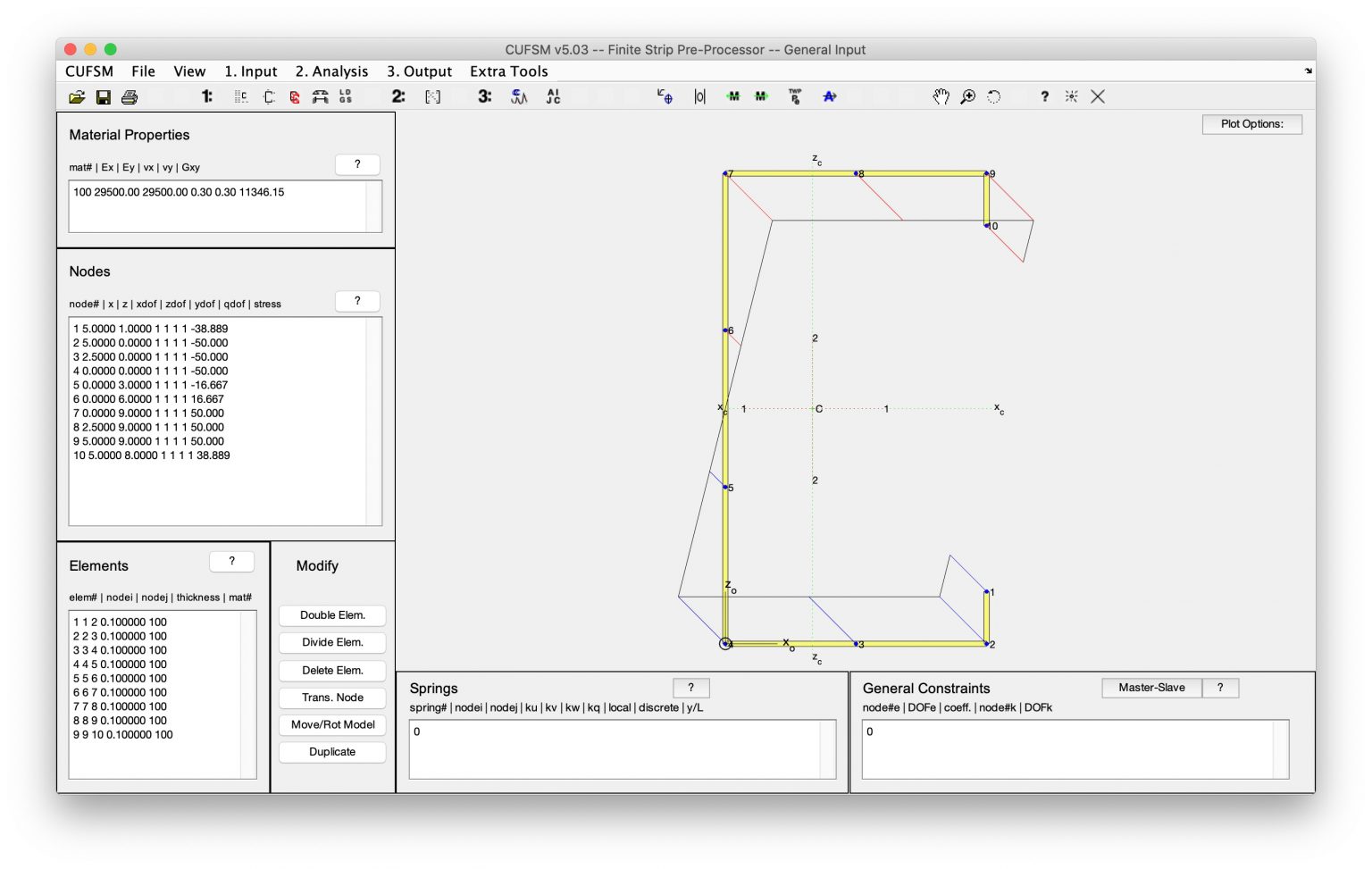 CUFSM – Cross-Section Elastic Buckling Analysis – Constrained and Unconstrained Finite Strip Method